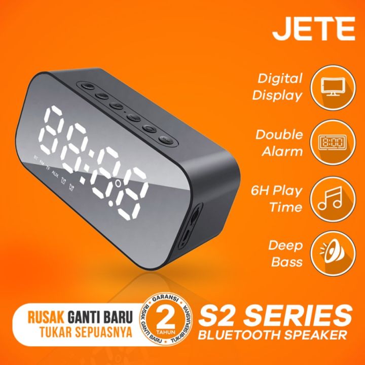 Speaker Bluetooth Jam Alarm Clock Portable Wireless System JETE S2 ...