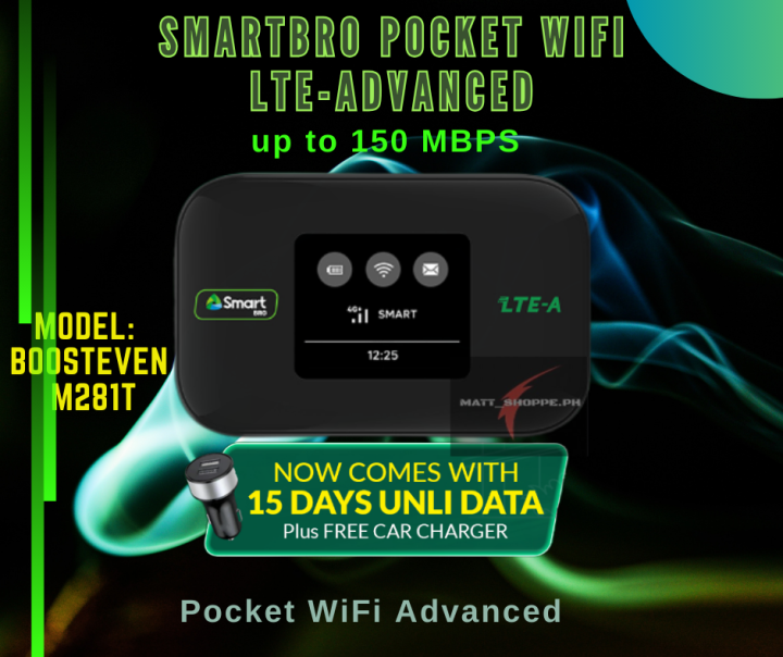 SMART BRO LTE-ADVANCED POCKET WIFI WITH 15 DAYS INLIDATA BOOSTEVEN M281T/M028AT | Lazada PH