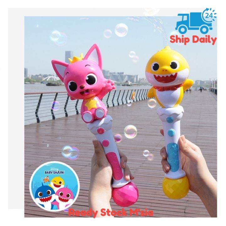 Promo Pinkfong Baby Shark Bubble Wand with LED Lights Music Sound ...