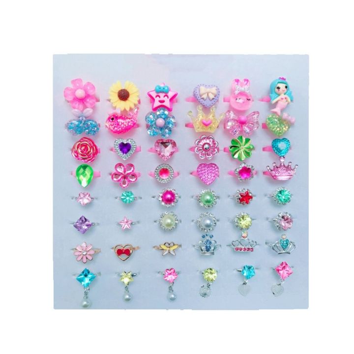 Cute Rings kid Girls Pretend Play Makeup Toys Cartoon Crystal Jewelry ...