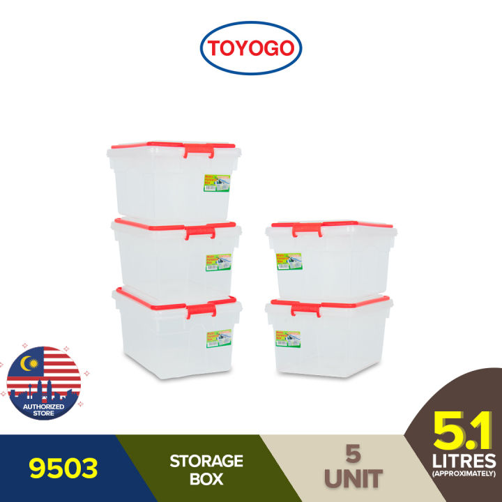 TOYOGO Handy Storage Box with Lid & Clip - Translucent 9503 (5.1L) [6/ ...