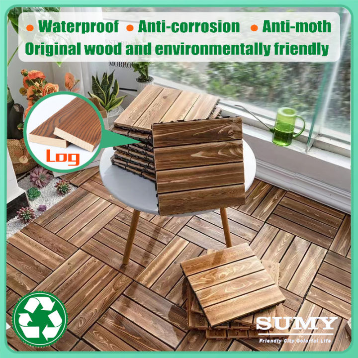 Upgrade Wood Interlocking Flooring Deck Tiles Indoor Outdoor Bathroom ...
