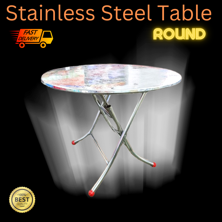 Stainless Steel Multipurpose Foldable Round Table 90cm | Lazada