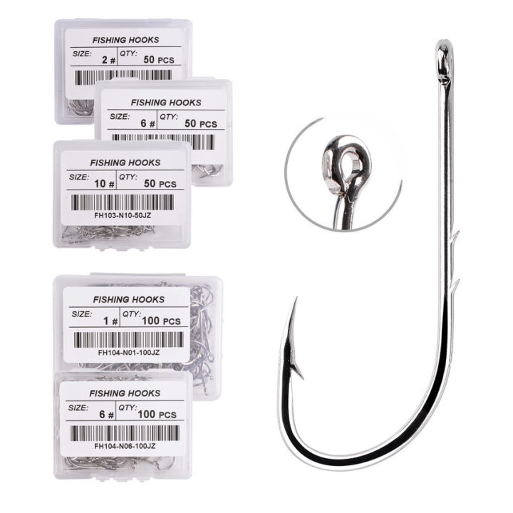 Barbed Fishing Hooks: 100pcs High Carbon Steel Long Shank Hooks for ...