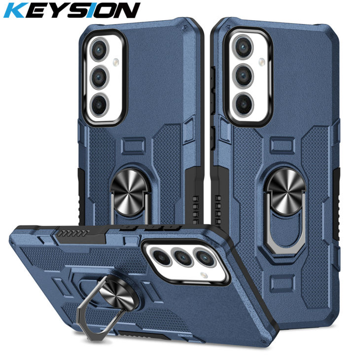 KEYSION Shockproof Armor Case for Samsung A54 A34 A14 5G A05S Silicone+PC Ring Stand Phone Back ...