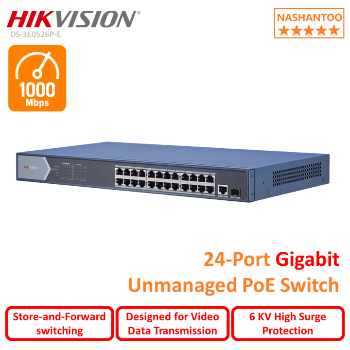 HIKVISION DS-3E0526P-E Pro Series 24-Port Gigabit Unmanaged PoE Switch ...