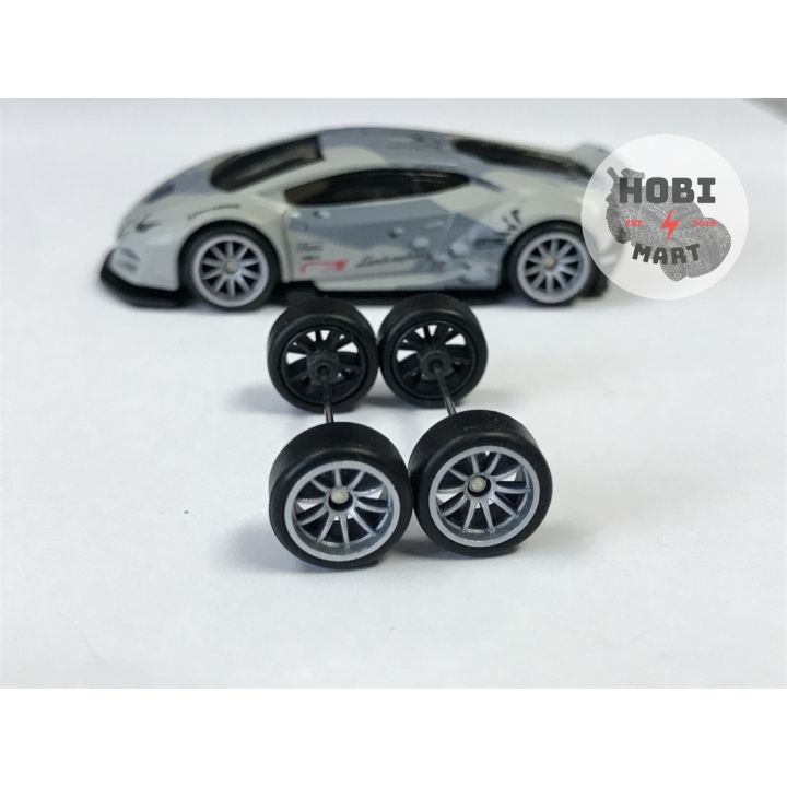 Z073 Hot Wheels Ori Rubber Wheels Tayar Getah 10 Spoke CE28 Silver ...