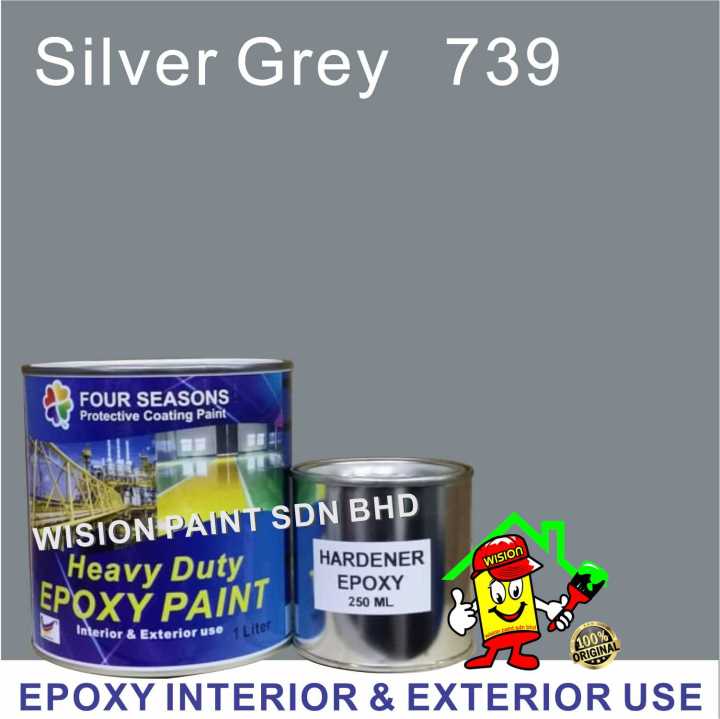 silver grey 739 1L ( 1 Liter ) Four Seasons / New Epoxy Floor Paint ...