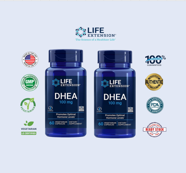 Life Extension DHEA (Dehydroepiandrosterone) 100 mg / 60 vegetarian ...