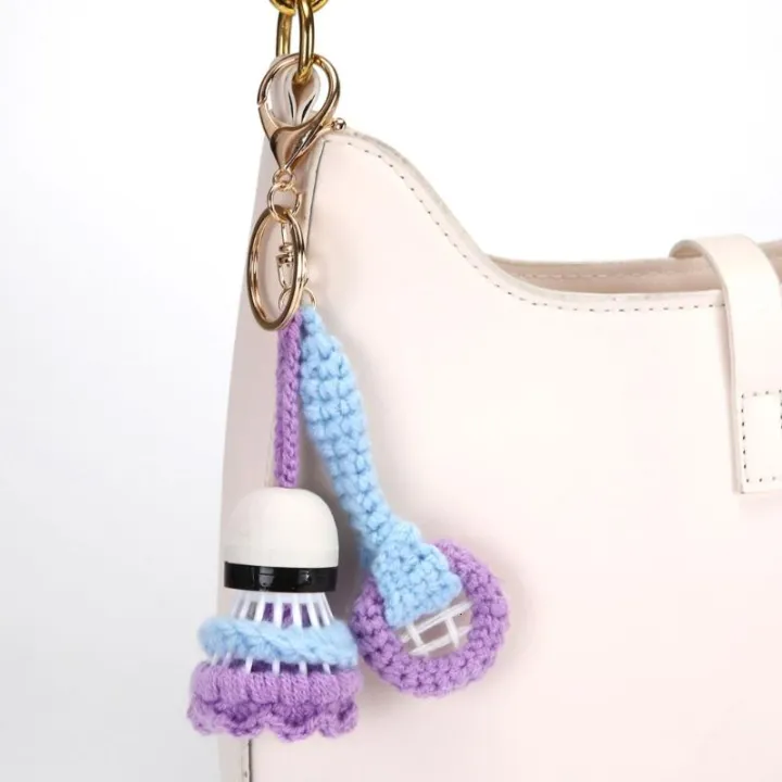 Multi Functional Crochet Keychain Badminton Racket Shape for Decorating ...