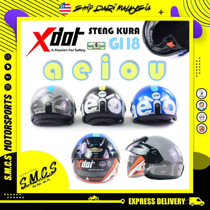 XDOT Helmet G118 (AEIOU) Steng Kura Kura Design (100%ORIGINAL) Sirim ...