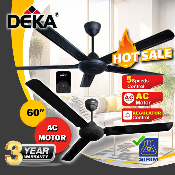 DEKA DK10 DR9 60″ inch Regulator Ceiling Fan 5 Speed Control 3 Fan ...