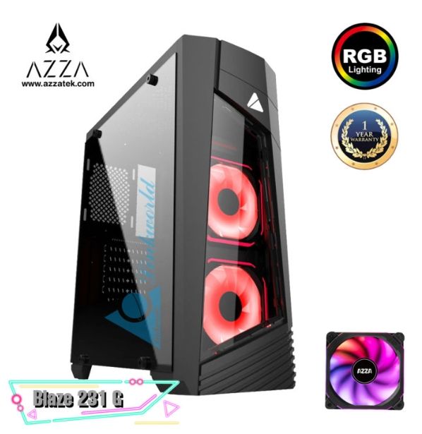 AZZA Mid Tower Tempered Glass RGB Gaming Computer Case Blaze 231G – Black | Lazada.co.th