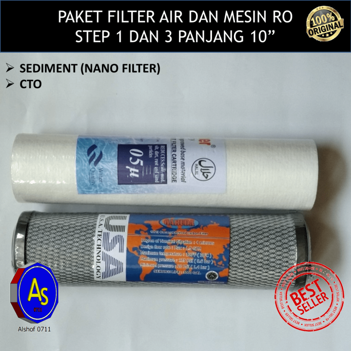 Paket filter air cartridge RO ukuran 10" nano filter dan CTO filter ...