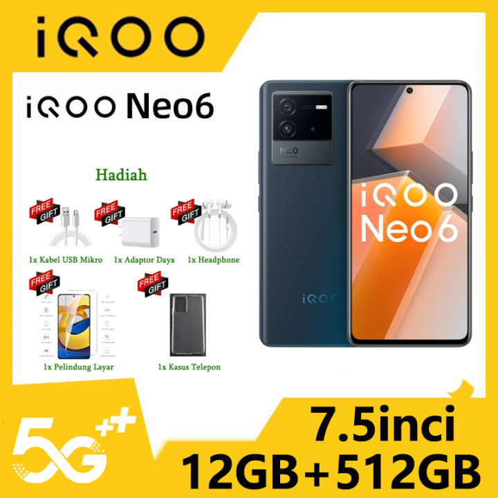 【Beli 1 Gratis 6】HP Murah IQOO NEO6 5G Android 12 7.5 inch RAM12GB ...