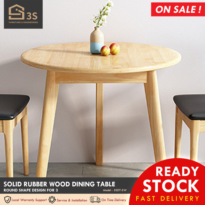 [3S FURNITURE] Elegant and Simple Round Solid Rubber Wood Dining Table ...