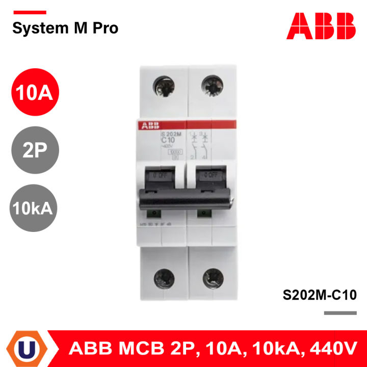 ABB System M Pro 10A MCB Mini Circuit Breaker 2P Curve C, Breaking Capacity 10 kA, 440V สั่งซื้อ ...