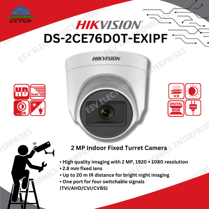 HIKVISION DS-2CE76D0T-EXIPF 2MP Indoor EXIR Fixed Turret Camera | Lazada PH