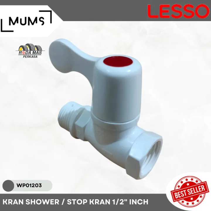 RMP Stop Kran Air Lesso 1/2" Inch Pvc Plastik Kran Shower Bidet Kamar ...