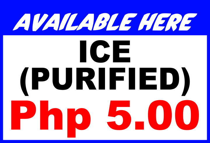 SIGN AVAILABLE HERE ICE PURIFIED SIGNAGE PVC TYPE OR PLASTIC LAMINATED ...