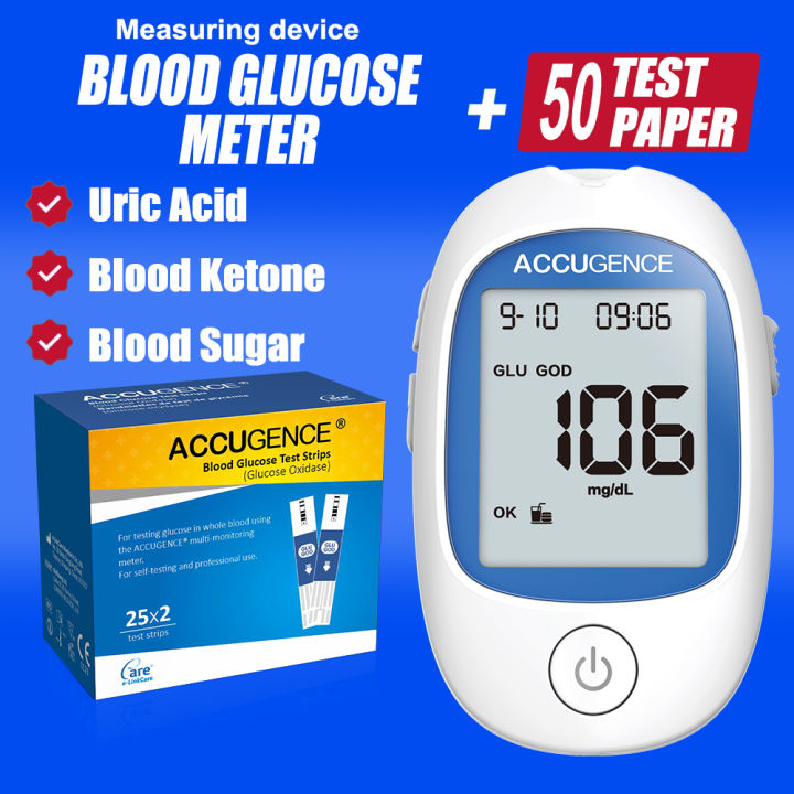 4in1 Blood Glucose Monitor Diabetes Gout Device with Test Strips ...