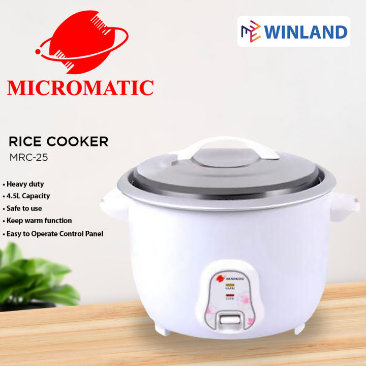Micromatic by Winland 4.5Liters Capacity 25Cups Heavy Duty Rice Cooker ...