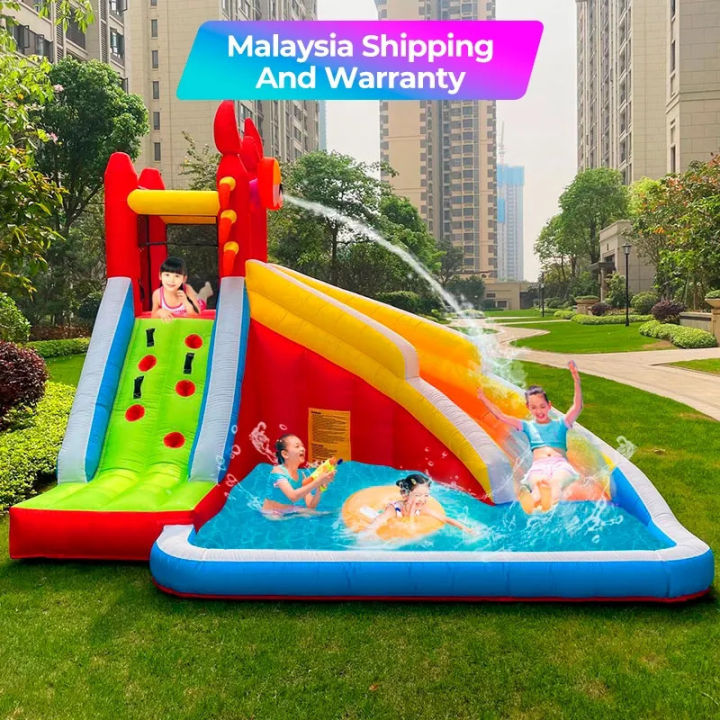 DOCTOR DOLPHIN Castle Inflatable Castle 73003 Slide Bouncer w/ Water ...