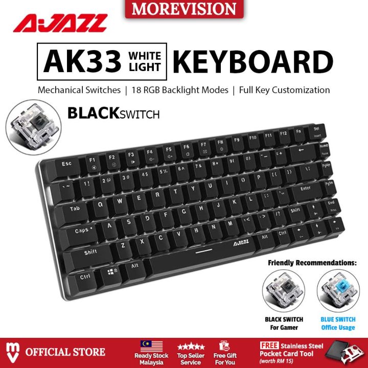 Ajazz AK33 RGB Keyboard 82 Keys Mechanical with Backlight Gaming Office Bluetooth Compact ...
