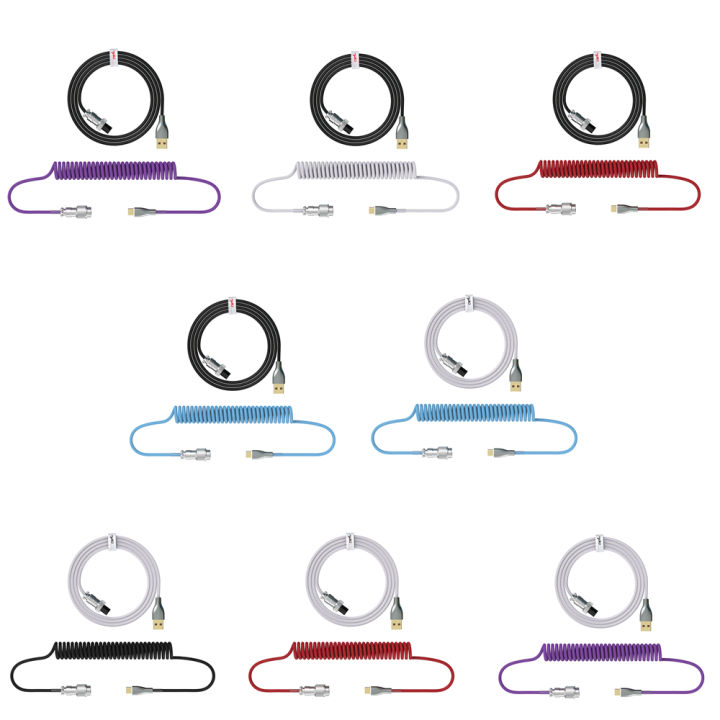 Coiled Cable Mechanical Keyboard Aviator Cable Type-C to USB Connector ...