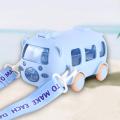 500ML Bus Shape Cartoon Water Cup with Movable Wheels & Strap for Boys ...