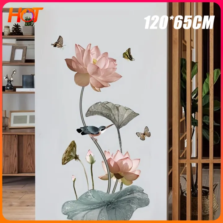 🔥 Lotus Wall Sticker Glass Sticker Home Decor Art Decal Painting ...