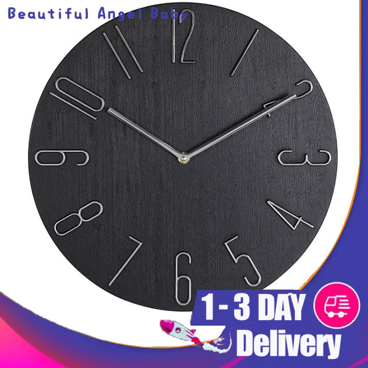 8-Colors 12 inch Sleek Wall Clock Embossed Numbers Easy Read Minimalist ...