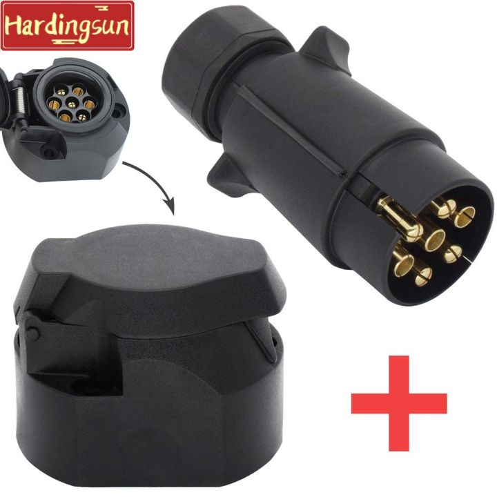Hardingsun 7 Pin 12V European Trailer Socket + Plug Tow Bar Electrics ...