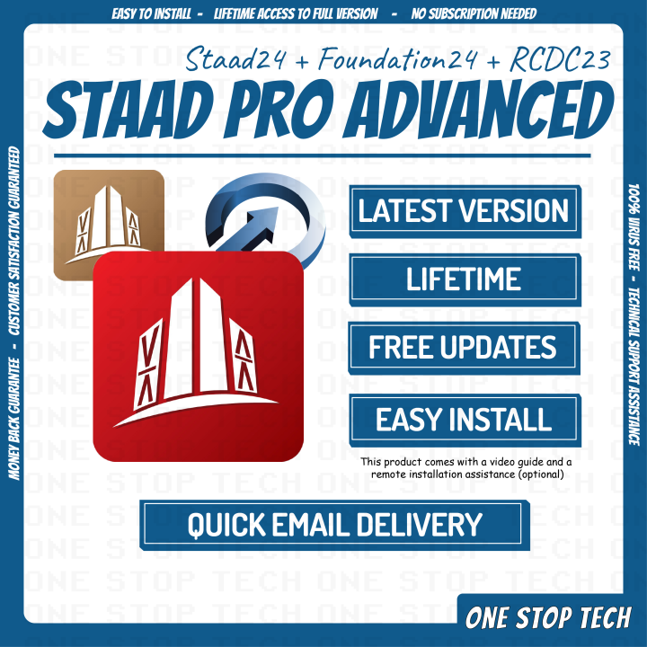 STAAD Pro 2024 + Foundation + RCDC | Lifetime | Windows | Lazada PH
