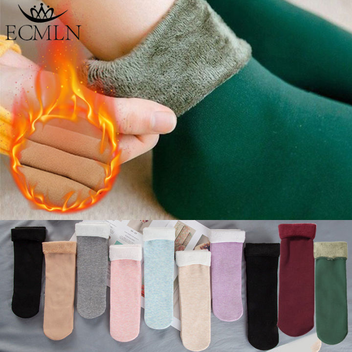 ECMLN Women Winter Warmer Thicken Thermal Wool Cashmere Snow Socks ...