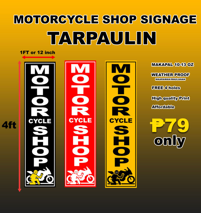 Motorcycle parts and accessories TARPAULIN SIGNAGE with 4 holes sabitan ...