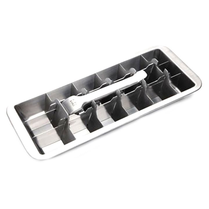 706Lever-Style Ice Tray, 2 in 1 Stainless Steel Ice Making Mold and Ice ...