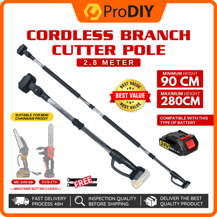 2.8M Cordless Branch Cutter Li-ion Battery Telescoping Pole Extendable ...