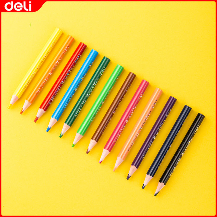 Deli 12 Color Pencils High-Quality Popular Kids Color Boxed Short Rod ...