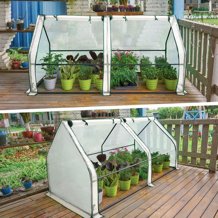 Mini Greenhouse Outdoor Portable Gardening Greenhouse Steeple with PE ...