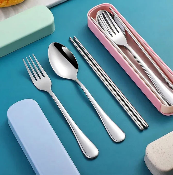 3 in 1 Spoon Fork & Chopsticks Box Container Set | Lazada PH
