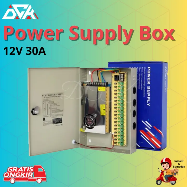 Power Supply CCTV Central Box 30A 12V / Panel Box 12V/30A Adaptor PSU ...