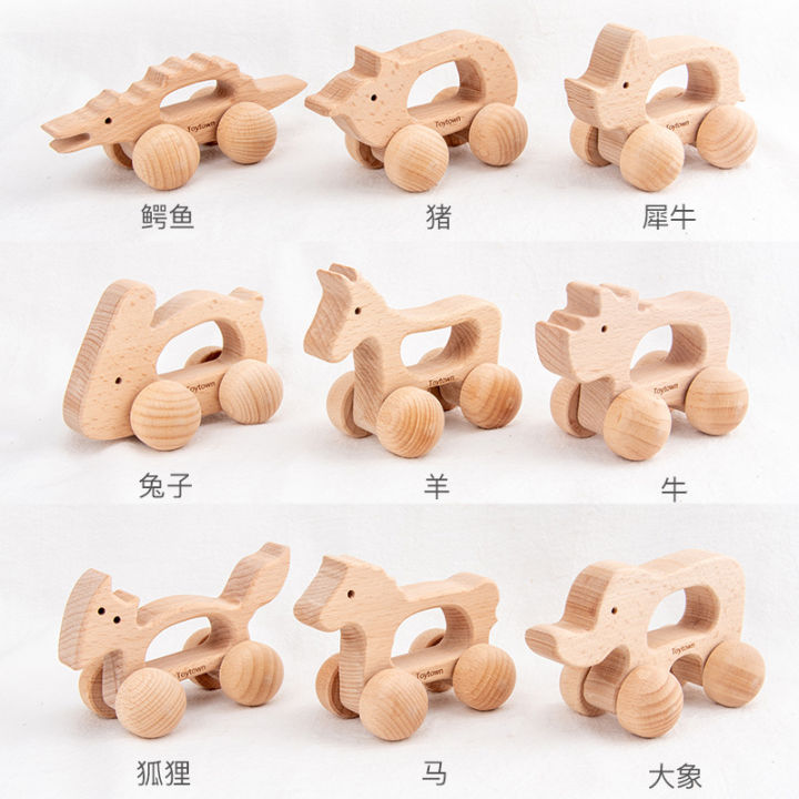 【SG LOCAL STOCK】kids wooden grab animal car wooden toys for baby ...
