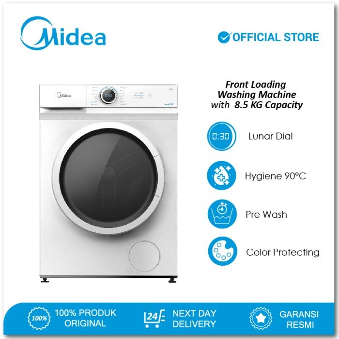 Midea Mesin Cuci Front Loading Kapasitas 8,5 kg Model MF100W85B ...