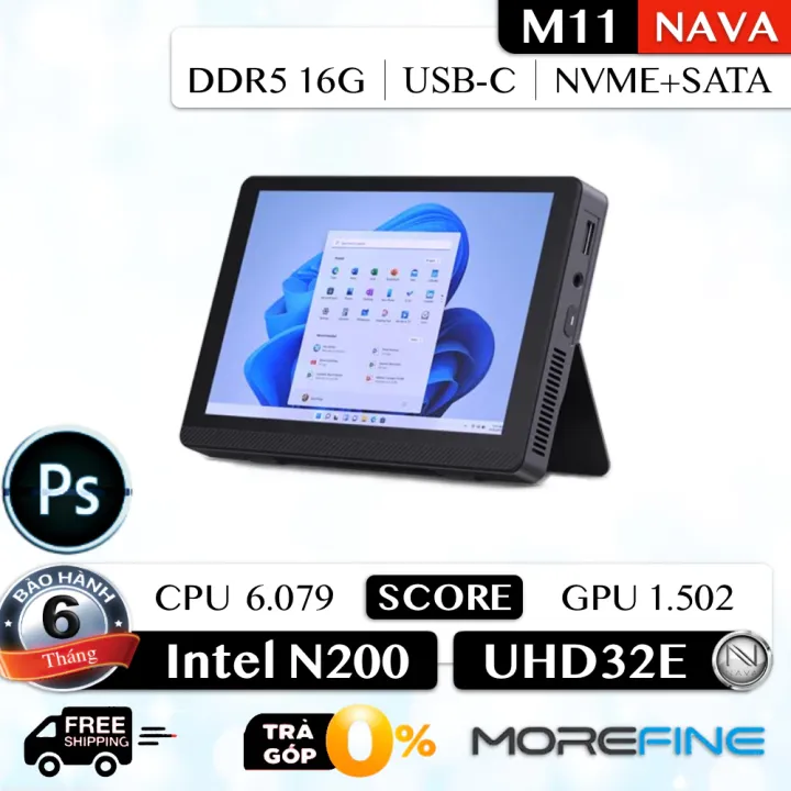 Morefine M11 ⚡️ All In One N100 RAM DDR5 16GB/256GB Pocket PC (Surface NUC1 ) AIO Cảm ứng 7inch ...