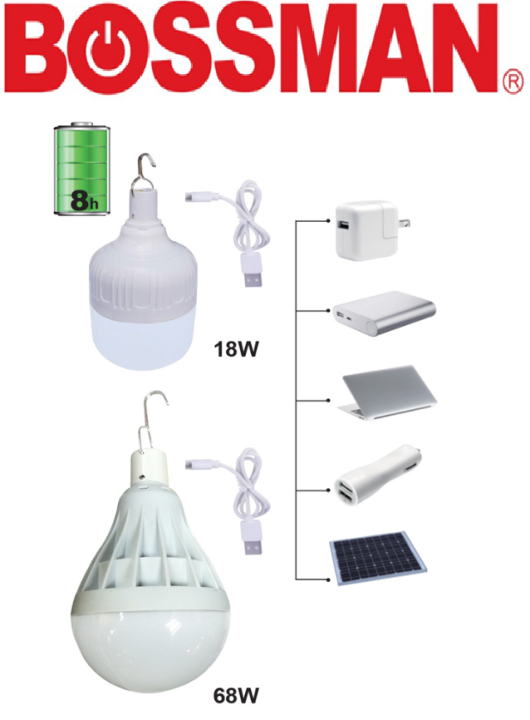BOSSMAN RECHARGEABLE EMERGENCY LED LIGHT BULB | Lazada
