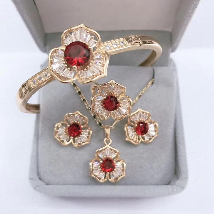 FASHIONISTA JEWELRY 4-in-1Set Flower Collection 18k Rose Gold Jewelry ...