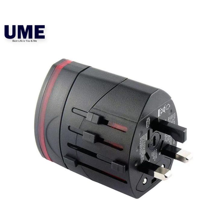 All in 1 Universal International Plug Adapter 2 USB Port World Travel ...