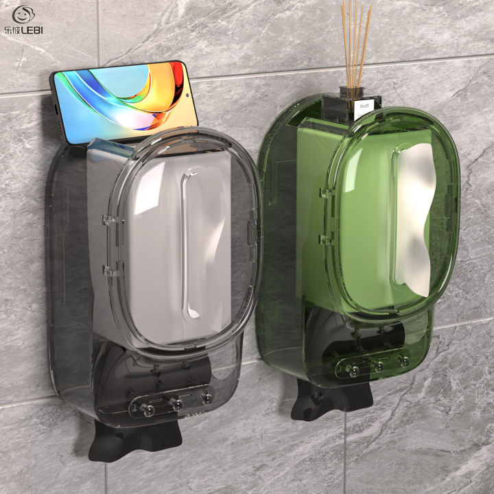 LEBI【จัดส่งฟรี】ชั้นวางกล่องเก็บของทิชชู่ติดผนังแบบมีรูพรุนกล่องเก็บของ ...