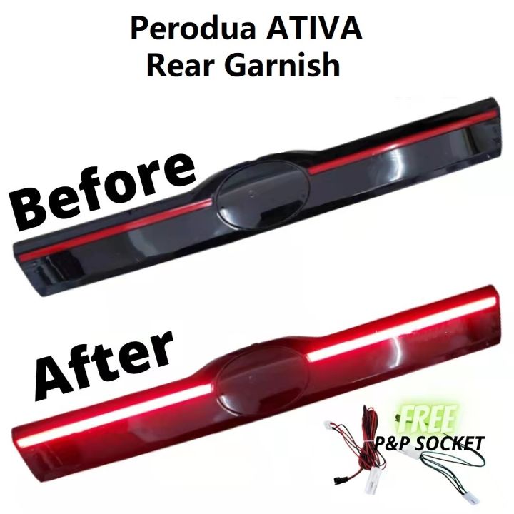 Perodua ATIVA Rear Garnish With Light Bar Running Logo 1set | Lazada